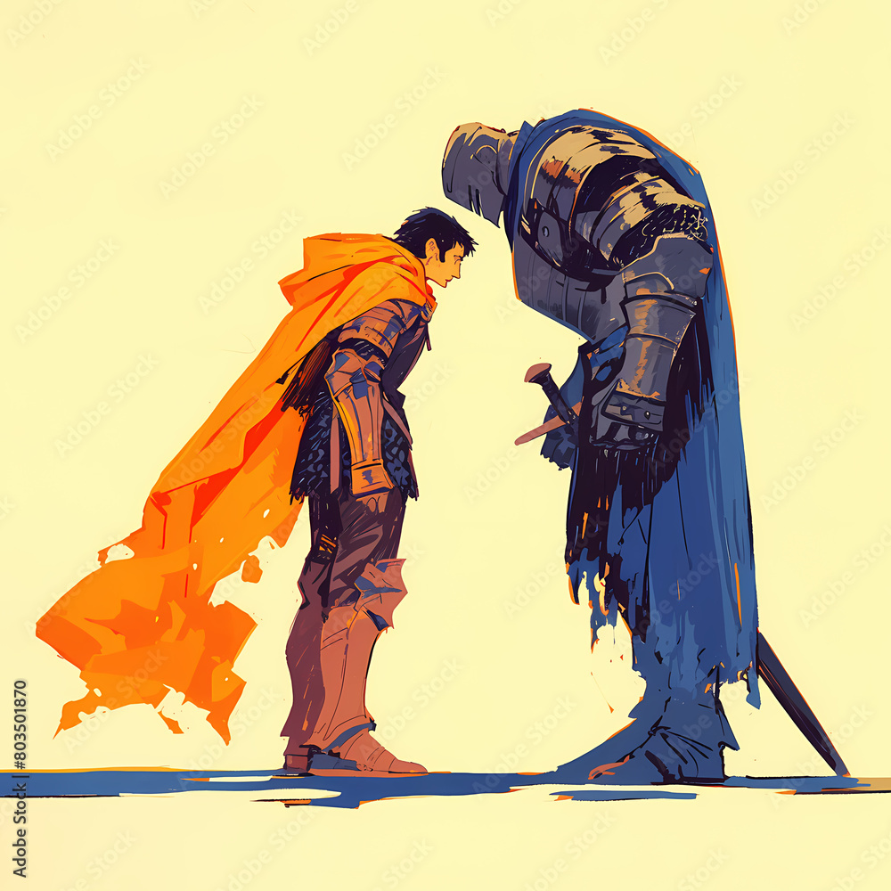 Two armored warriors in a medieval setting, ready to face the battle ...