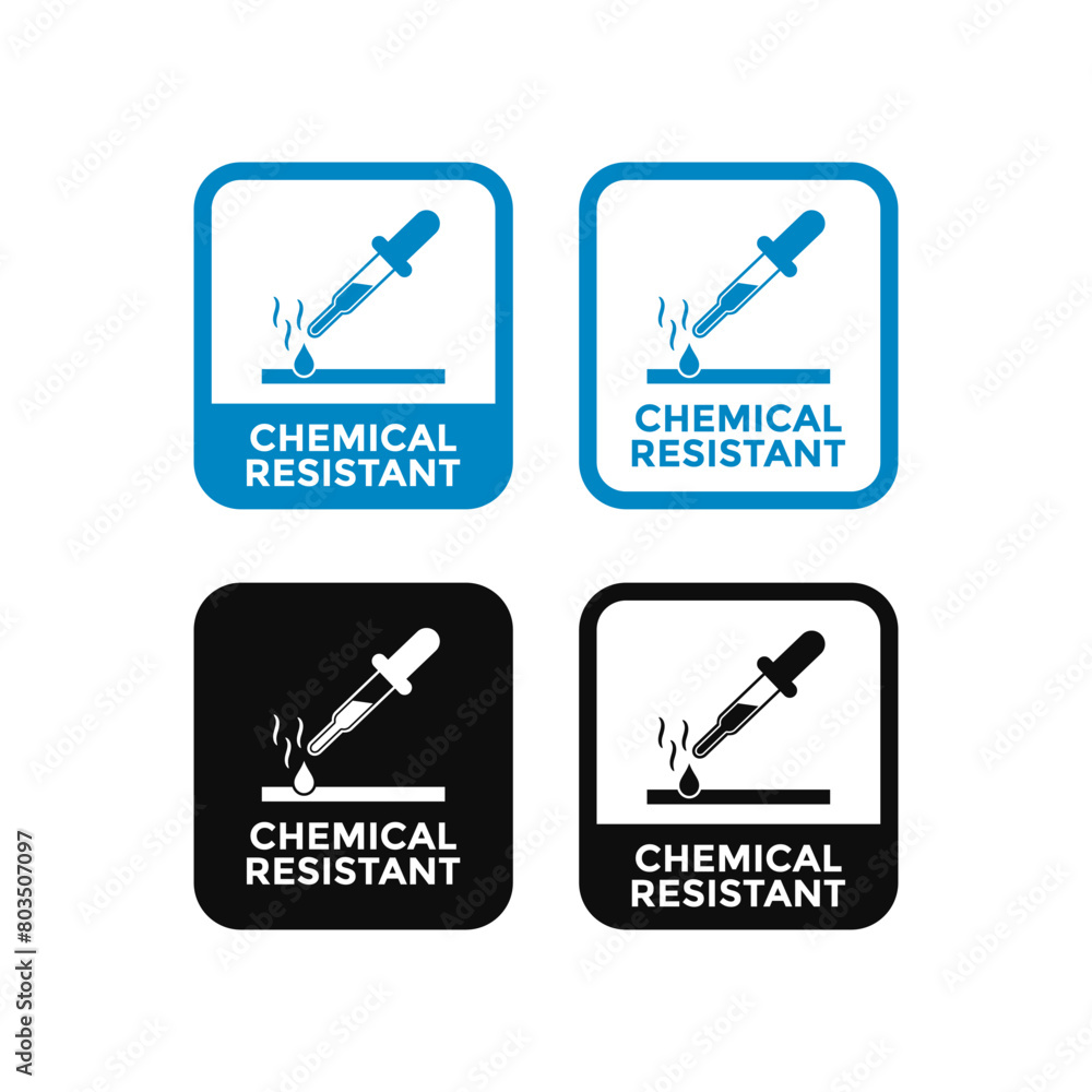 Chemical resistant icon design set. Suitable for material information ...
