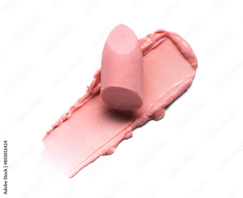 Pink lip balm stick bullet texture isolated on white background ...