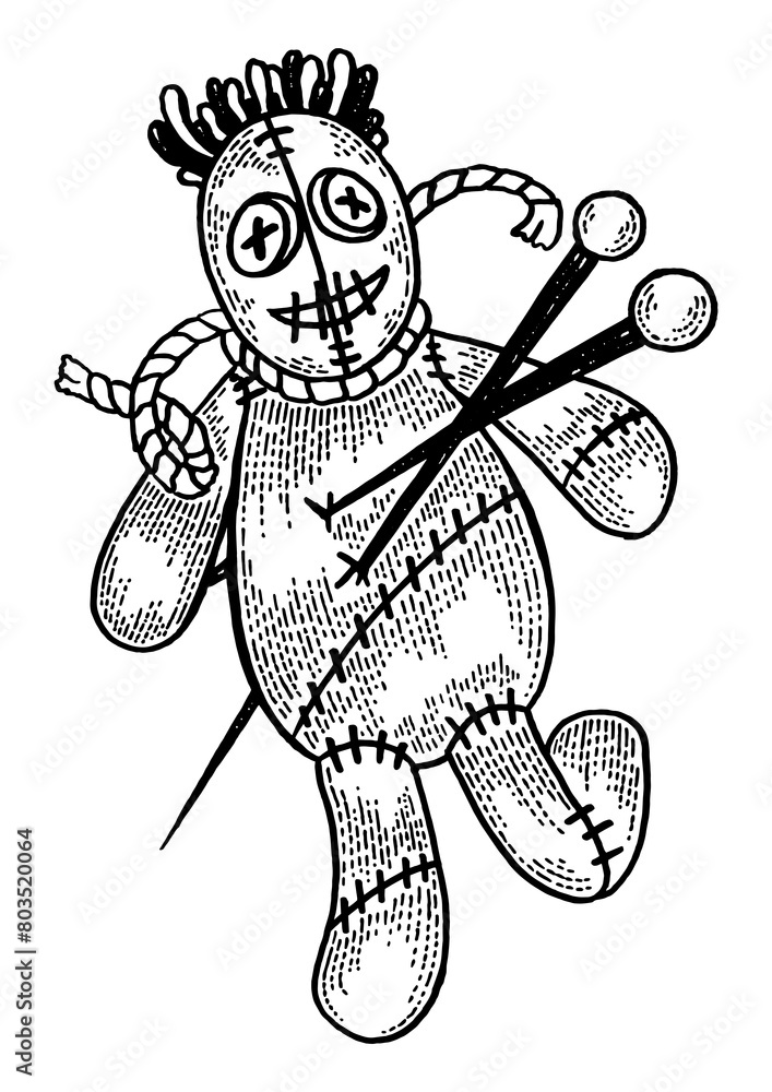 Voodoo doll sketch engraving PNG illustration. T-shirt apparel print ...