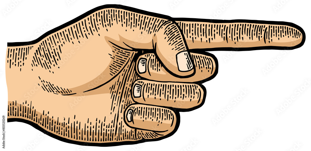 Hand pointer with forefinger index finger sketch engraving PNG ...