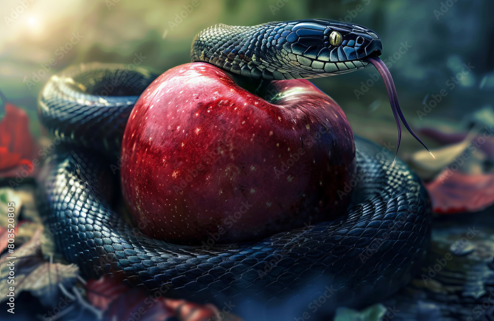 Temptation of Adam and Eve, forbidden fruit in garden of eden leads to ...