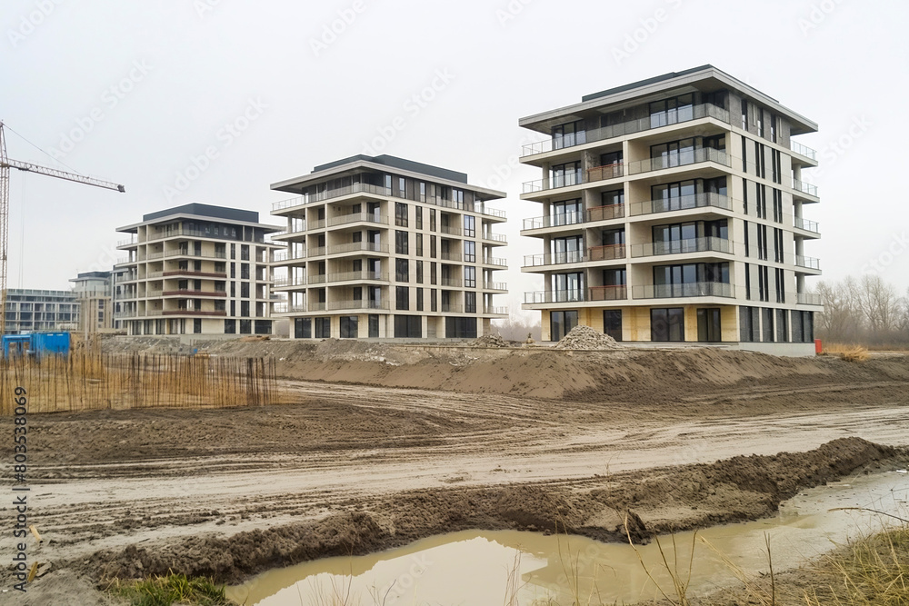 Building under construction industrial development. Architecture and ...