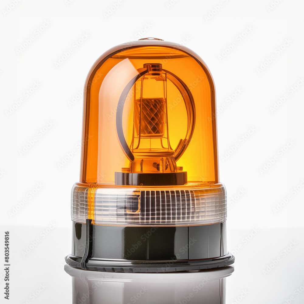 An orange emergency light with a clear base, typically seen on vehicles ...
