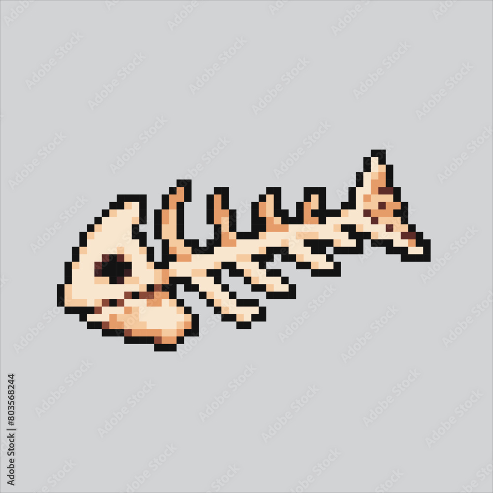 Pixel art illustration Fish Bone. Pixelated Fish Bone. Fish Bone ...