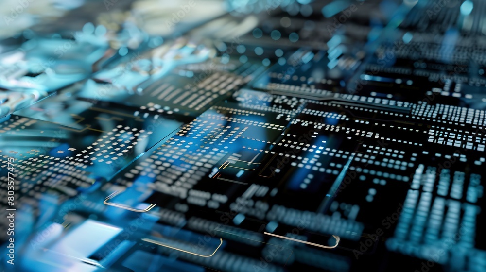 Laser etching on microchips, close-up, detailed precision, glowing ...