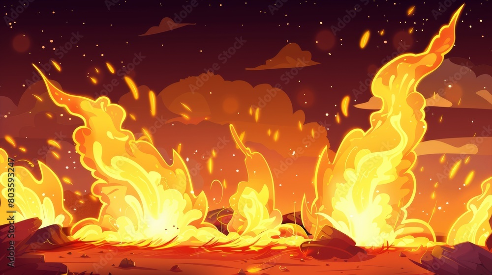 cartoon fire flame and sparks animation. cartoons. Illustrations Stock ...