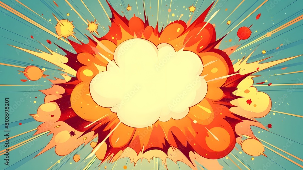 A pop art comic book style explosion of red and yellow, with an empty ...