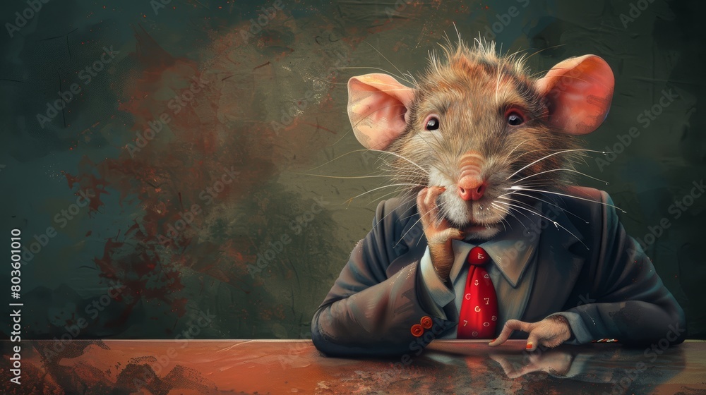 rat banker bad politician caricature, greed anger business concept ...