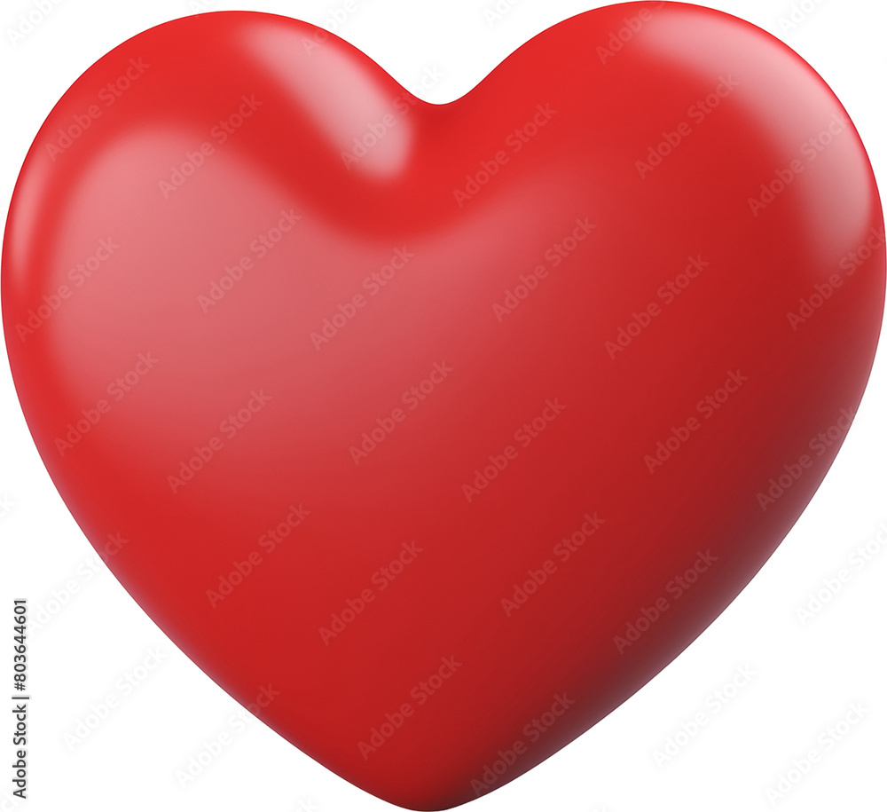 rounded 3d red gradient heart, view from above, isolated on a ...