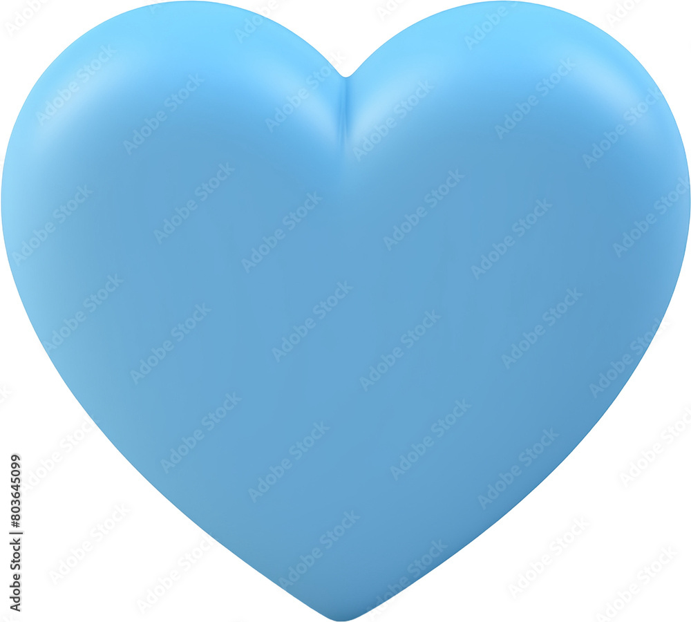 rounded 3d blue gradient heart, view from above, isolated on a ...