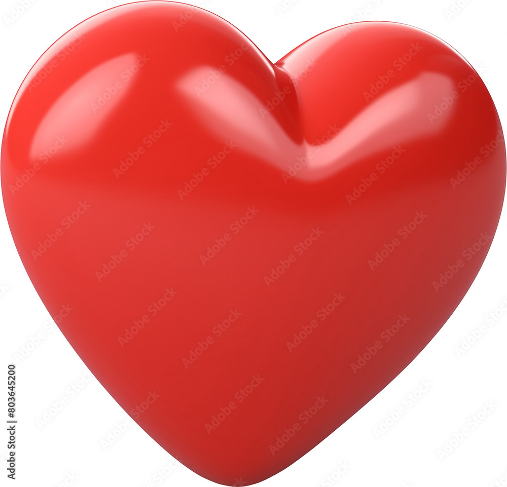 rounded 3d red gradient heart, view from above, isolated on a ...