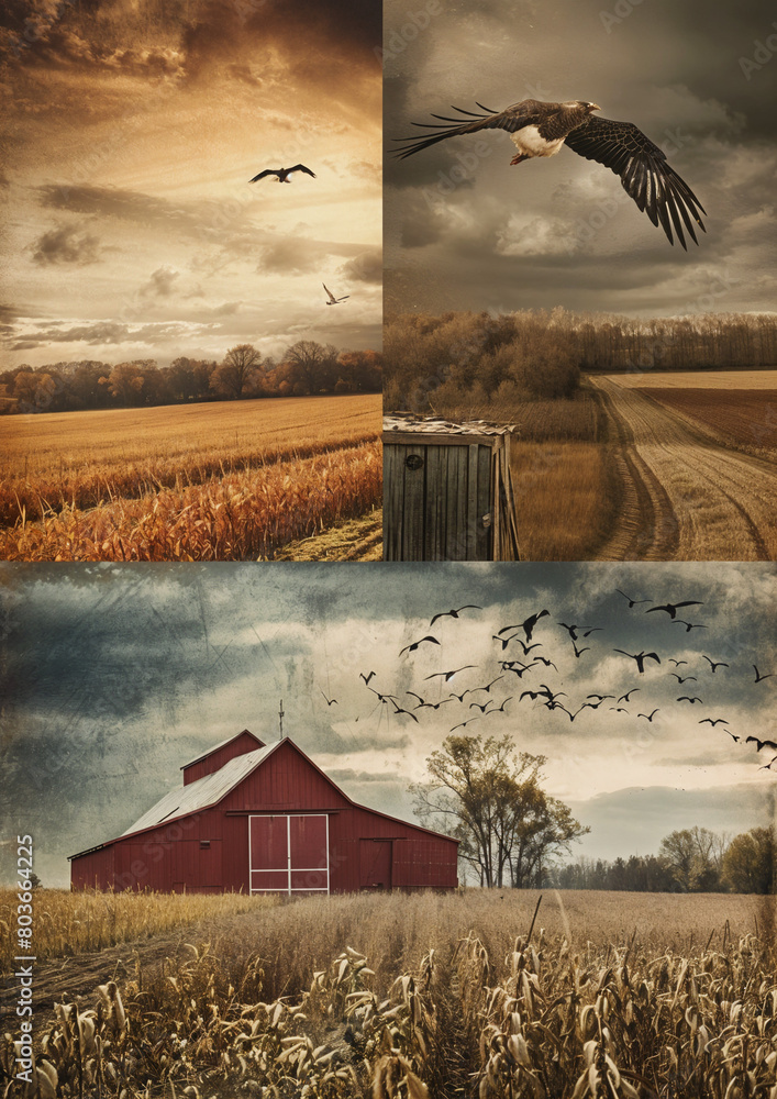 Yellow dry fields. Farming scene, green ripe healthy fields of produce ...