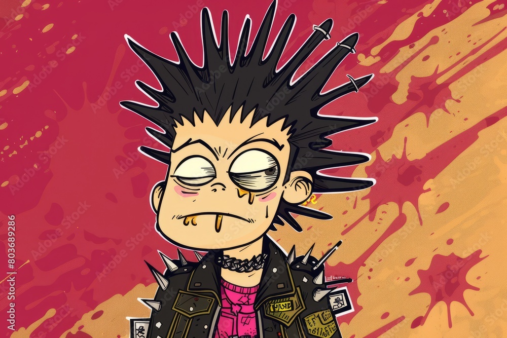 Cartoon cute doodles of a pop-punk album cover featuring a quirky ...