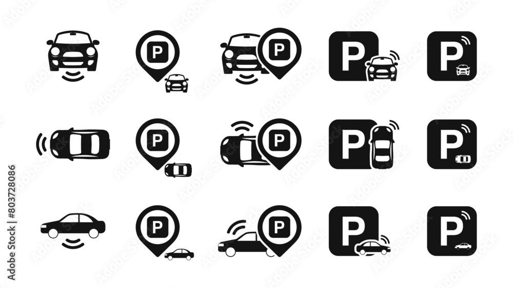 Vehicle Detection, ANPR, ALPR and LPR Car Parking Icon Set: Car Parking ...
