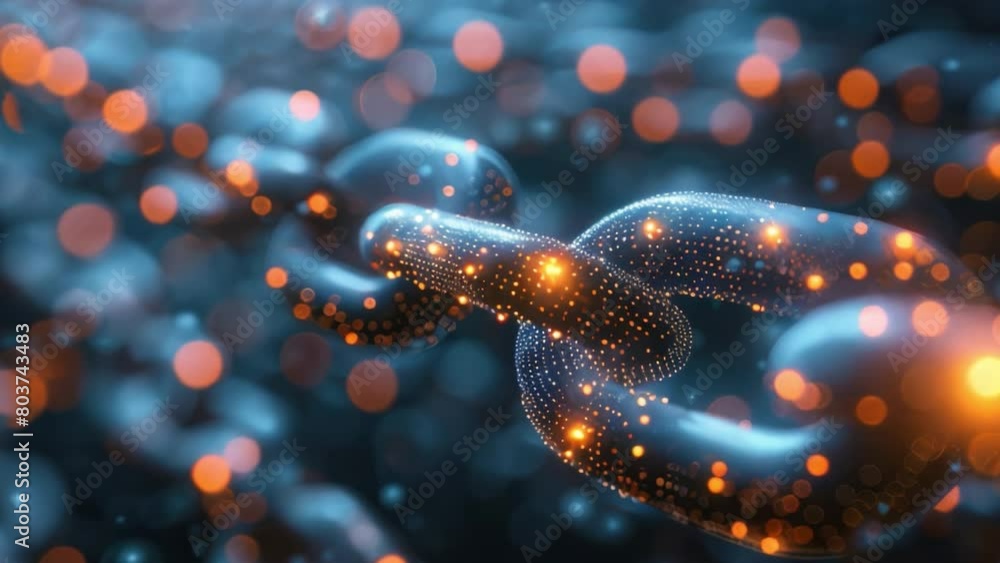 Visualization of a blockchain network with interconnecting nodes and ...