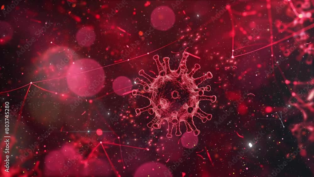 illustration of red coronavirus pathogen spreading concept. medical and ...