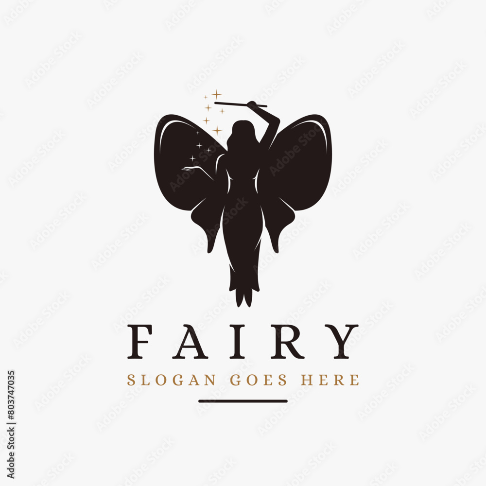 Flying magical fairy logo vector illustration Stock Vector | Adobe Stock