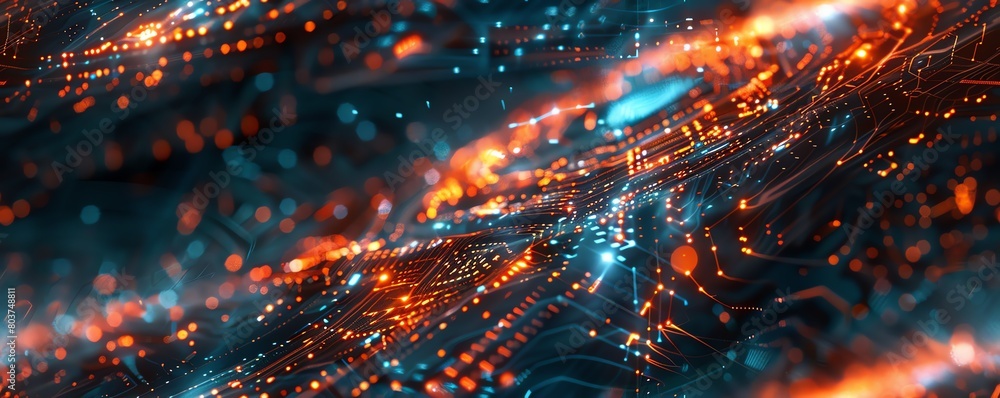 Capture the intricate details of a futuristic holographic interface ...