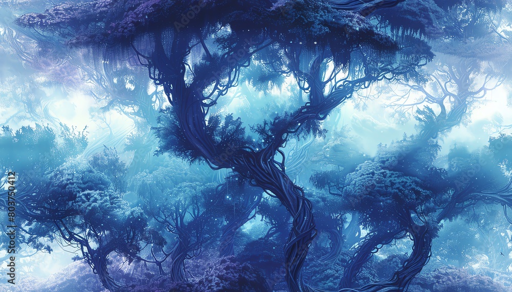 Explore Surrealism through a distorted angle of a tranquil forest scene ...