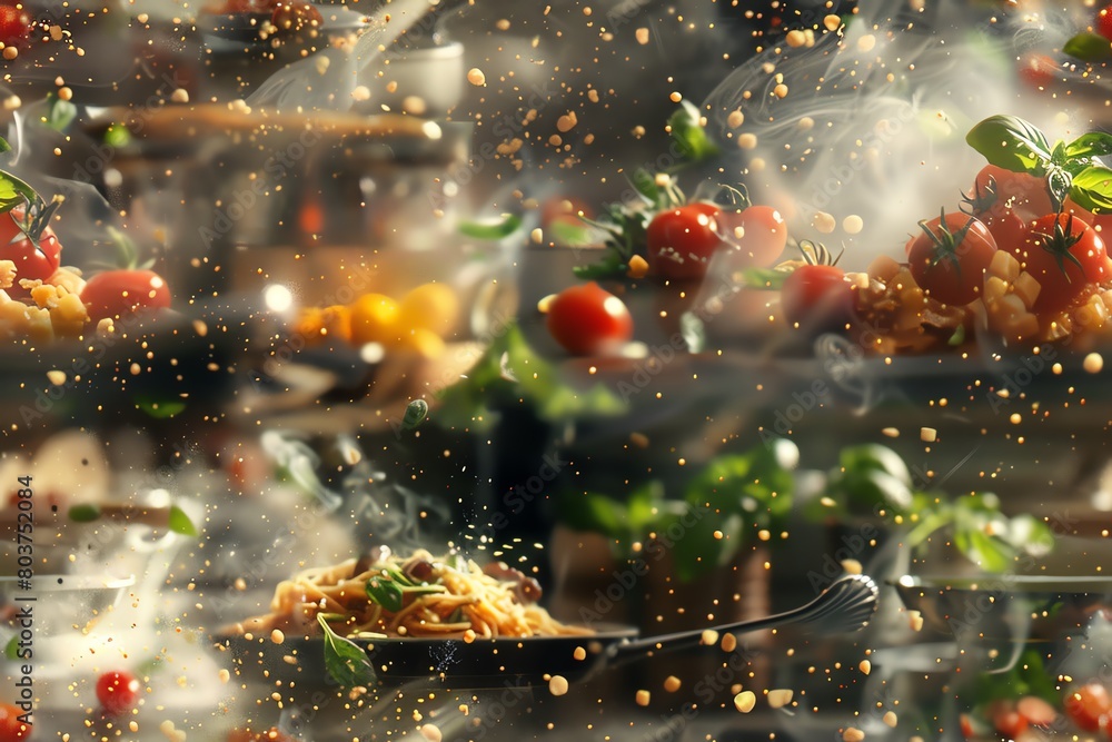 Immerse viewers in a virtual culinary world with a worms-eye view of a ...