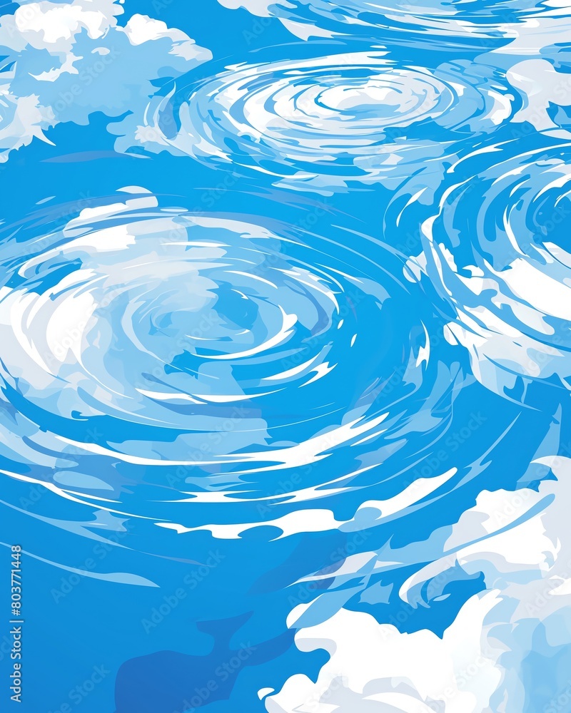 Abstract closeup of spring water ripples, reflecting the blue sky and ...