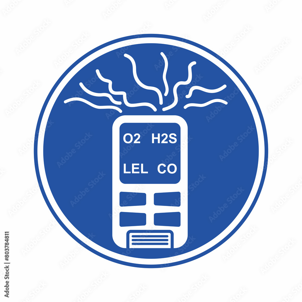 Gas test illustration of confined space work safety. Multi gas detector ...