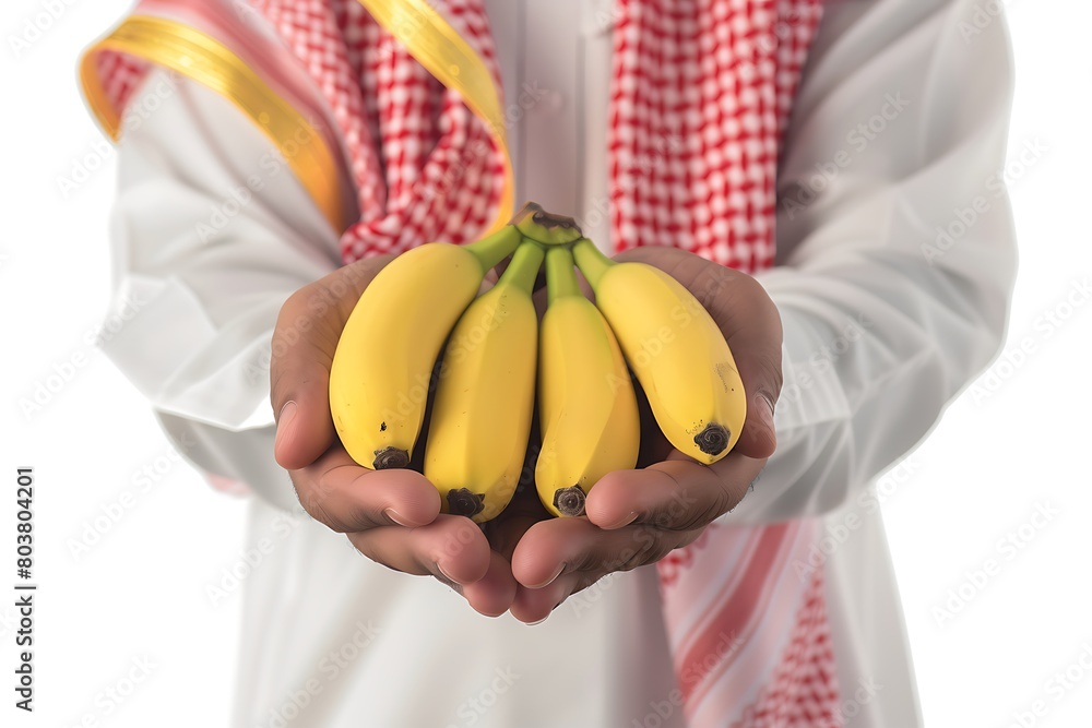 Saudi Gulf Arab man wearing a shemagh and white traditional dress is ...