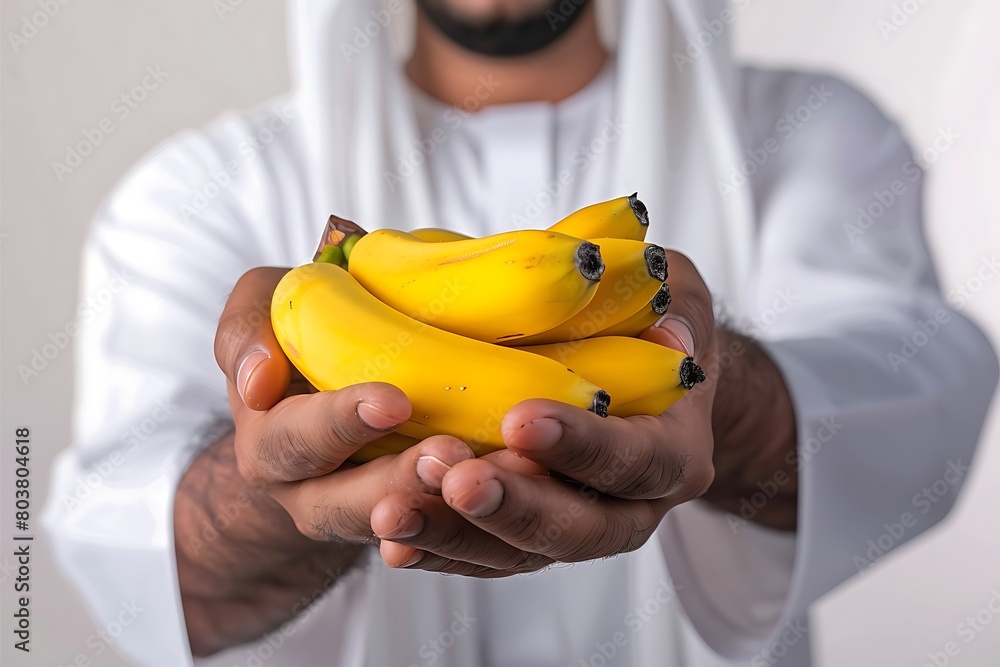 Saudi Gulf Arab man wearing a shemagh and white traditional dress is ...