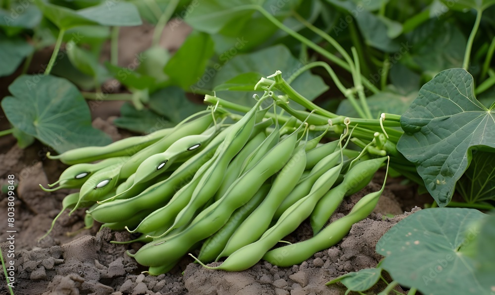 Giant harvest of bro beans in the orchard collect bro beans in an ...