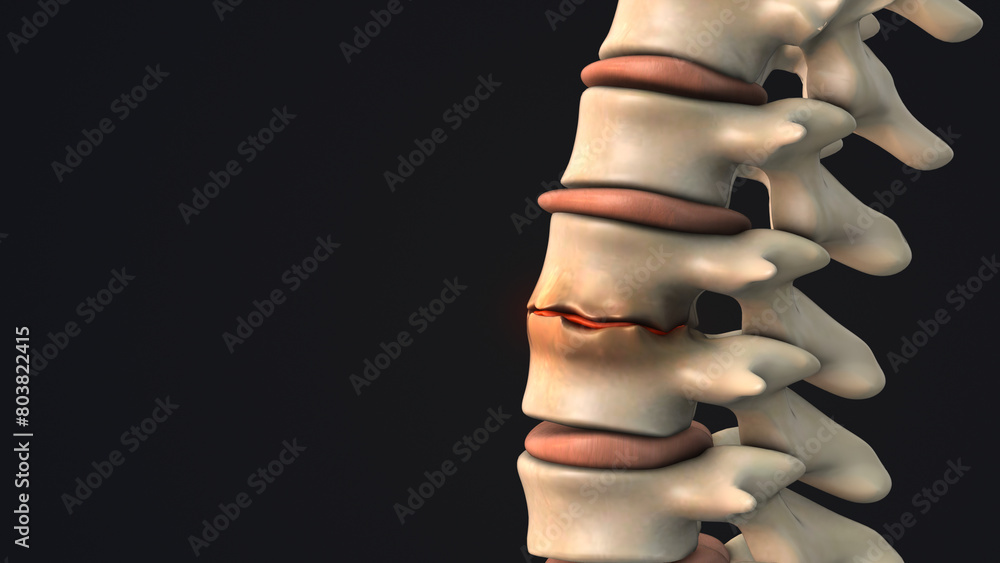 Disc degeneration with osteophyte formation in the human spine Stock ...
