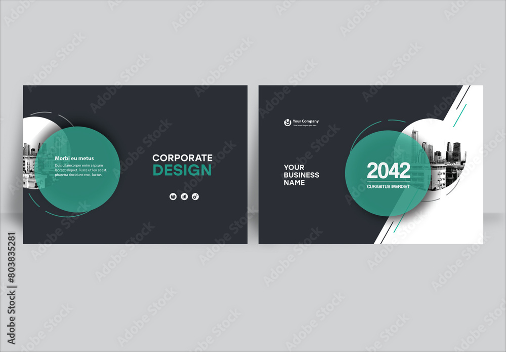 Green and Black Geometric Book Cover Layout Stock Template | Adobe Stock