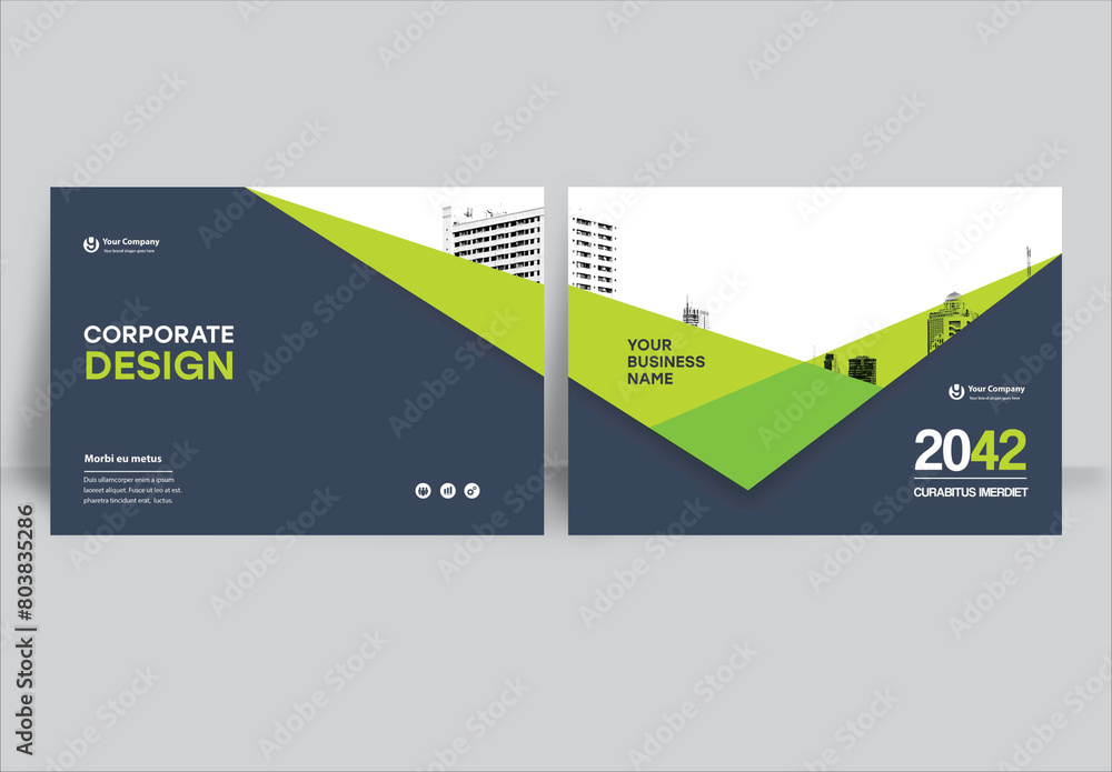 Green and Black Geometric Book Cover Layout Stock Template | Adobe Stock