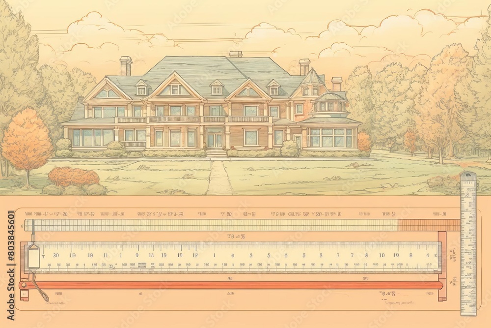 architect s scale ruler beside house plans Stock Illustration | Adobe Stock
