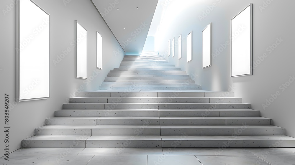 Experience an innovative gallery walk with blank poster mockups arrayed ...