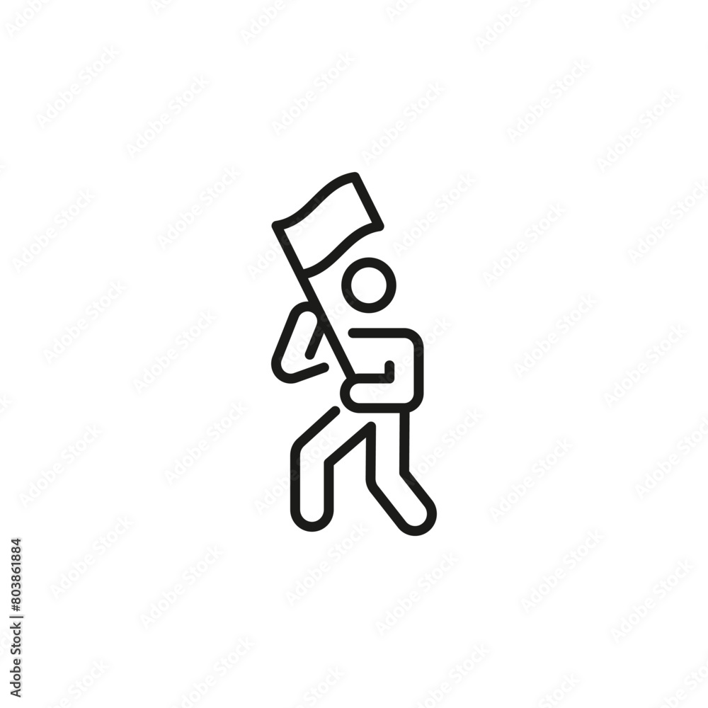 Person with Flag icon. Depicts a figure in motion carrying a flag ...