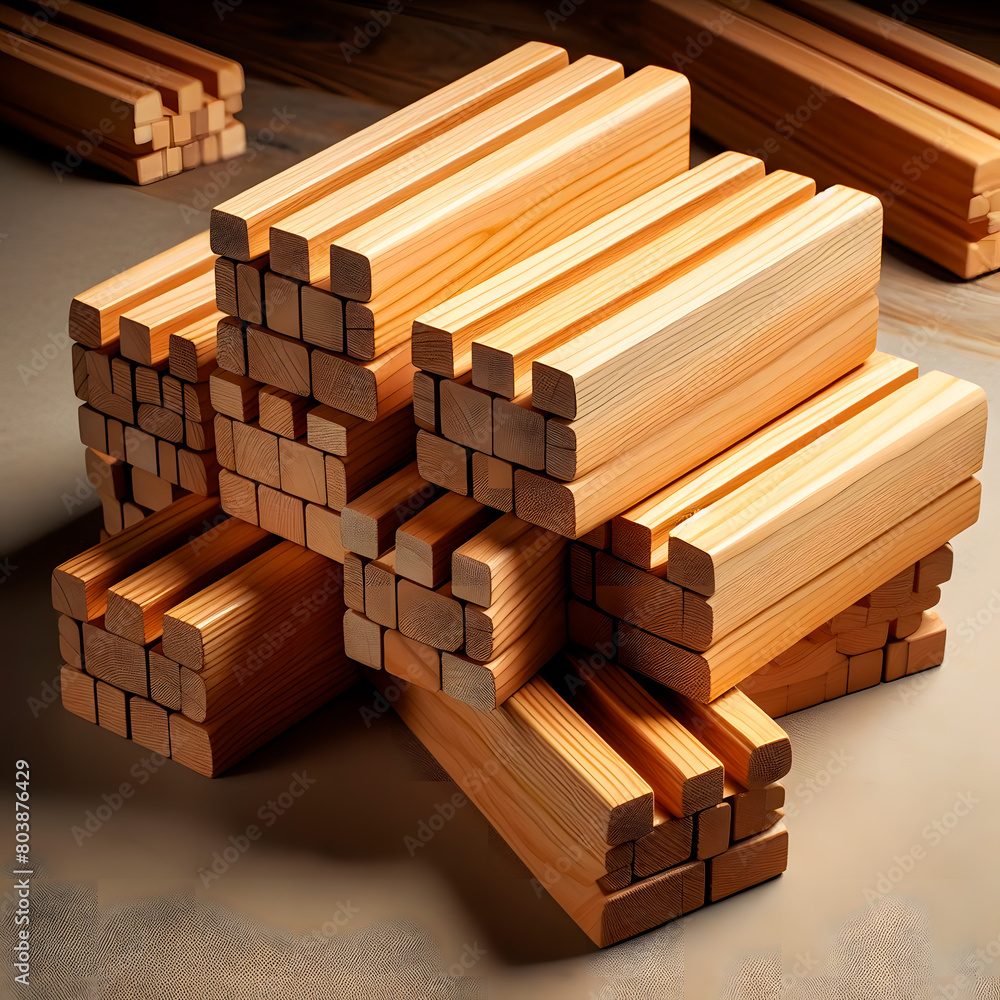 ia generated. Lumber planks and boards Wood processing. Joinery work ...