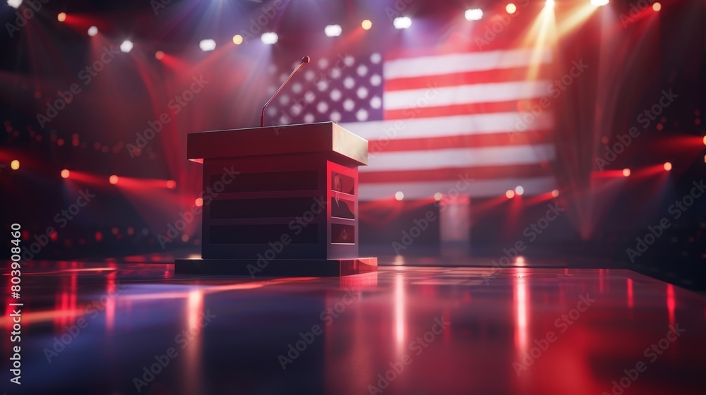 2024 Presidential election imagery: candidate and podium with a bold ...