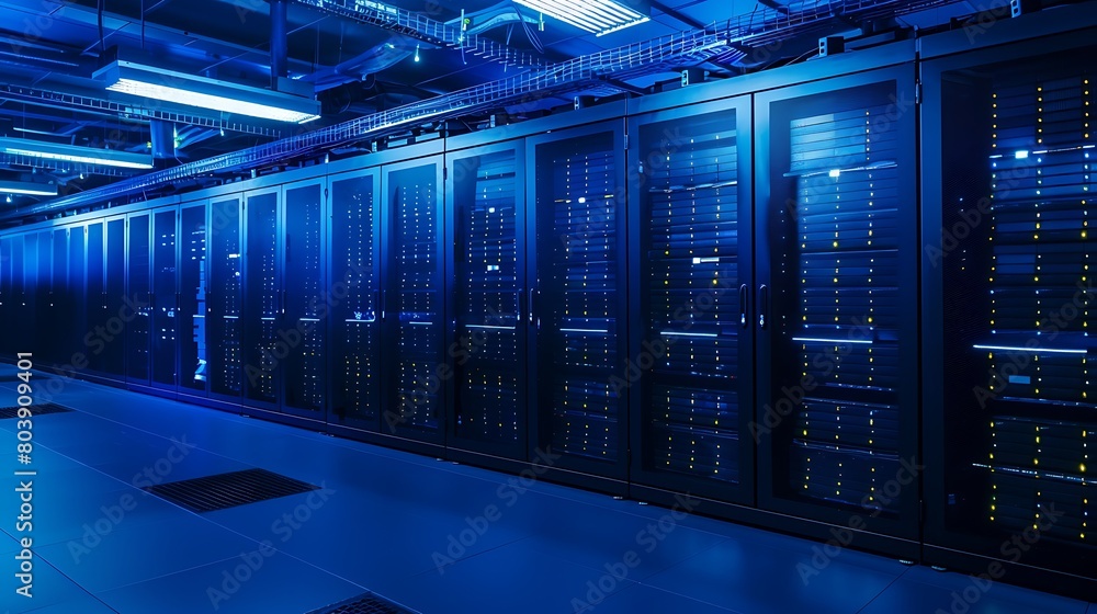 Secure server room environment with state-of-the-art firewalls and ...