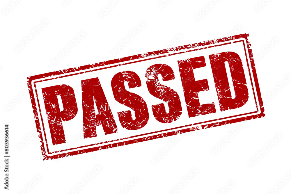 Vector realistic isolated red rubber stamp of "Passed" logo for ...