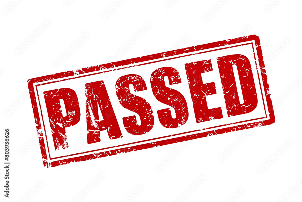 Vector realistic isolated red rubber stamp of "Passed" logo for ...