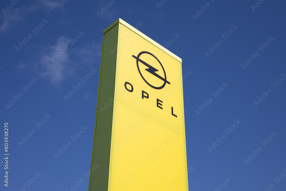 Opel car brand text and sign logo and dealership automobile ...