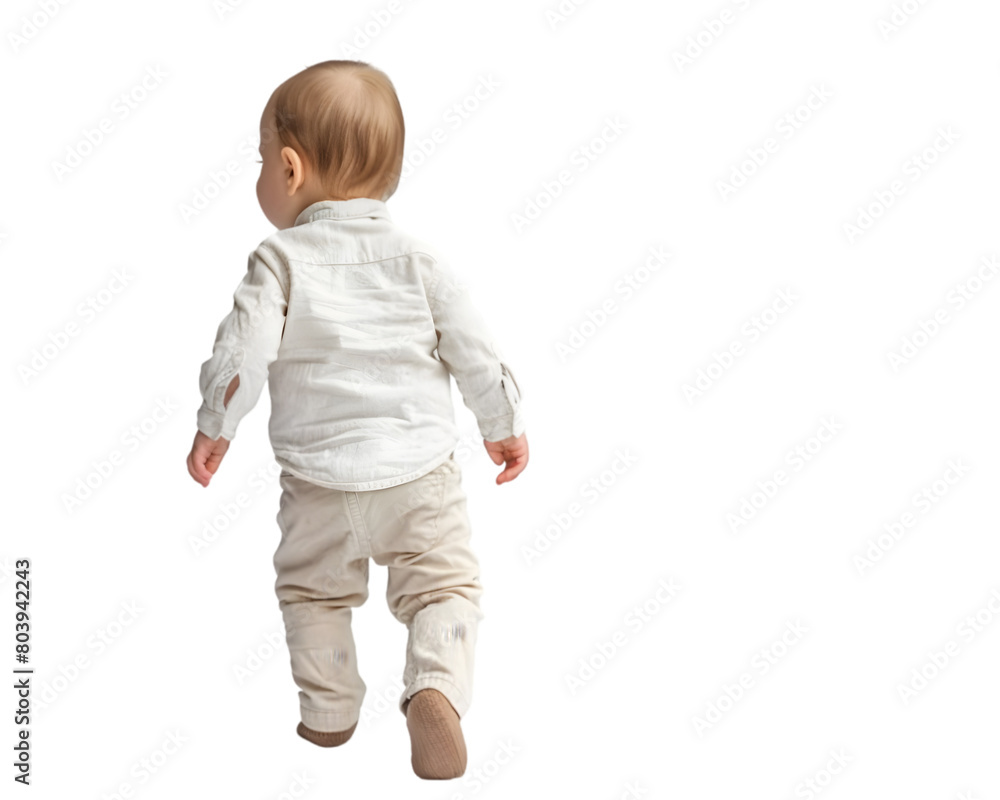 Little child walking back side view on transparent background Stock ...