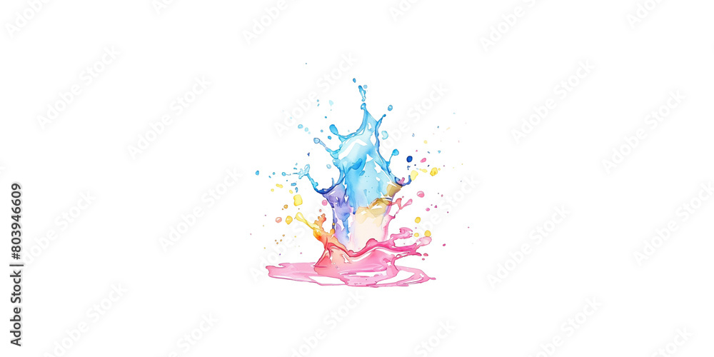 Watercolor splash, soft pastel color palette in the style of clipart on ...