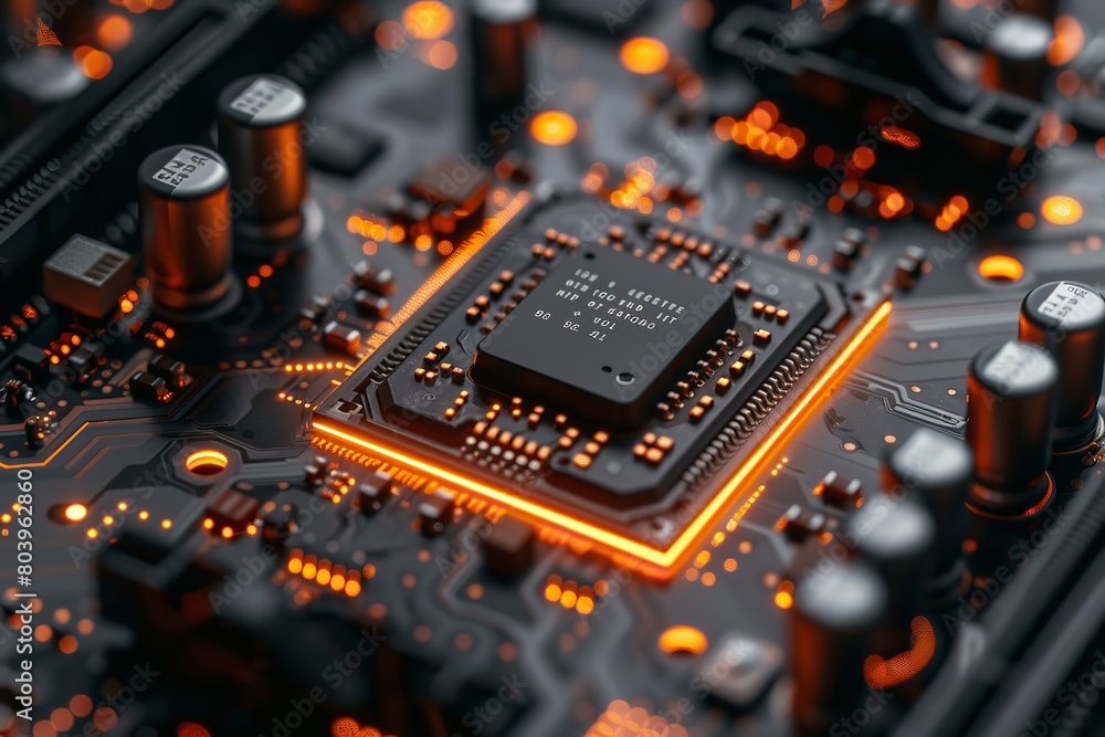 "Close-Up of Processor Chip on Circuit Board: AI Theme, High-Quality 8K ...
