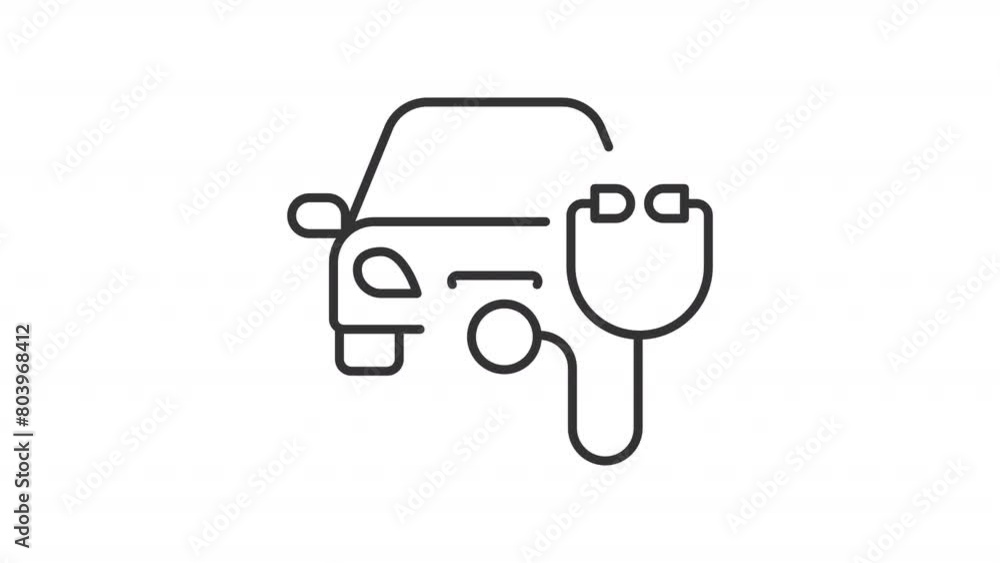 Car tune-up line animation. Animated car and stethoscope icon. Engine ...