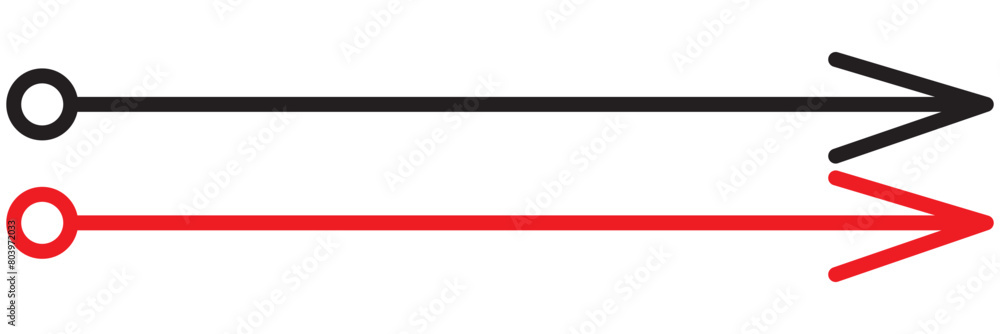 Straight line with point on start and arrow on finish. Symbol of ...