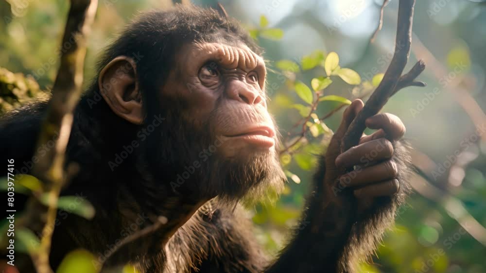 An extinct species of an early human, primitive man, early human ...