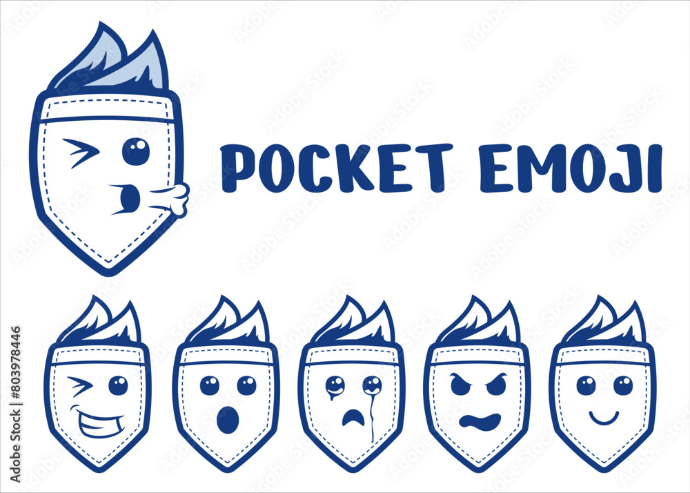 Vetor de Pocket tissue paper wipe mascot with different faces showing ...