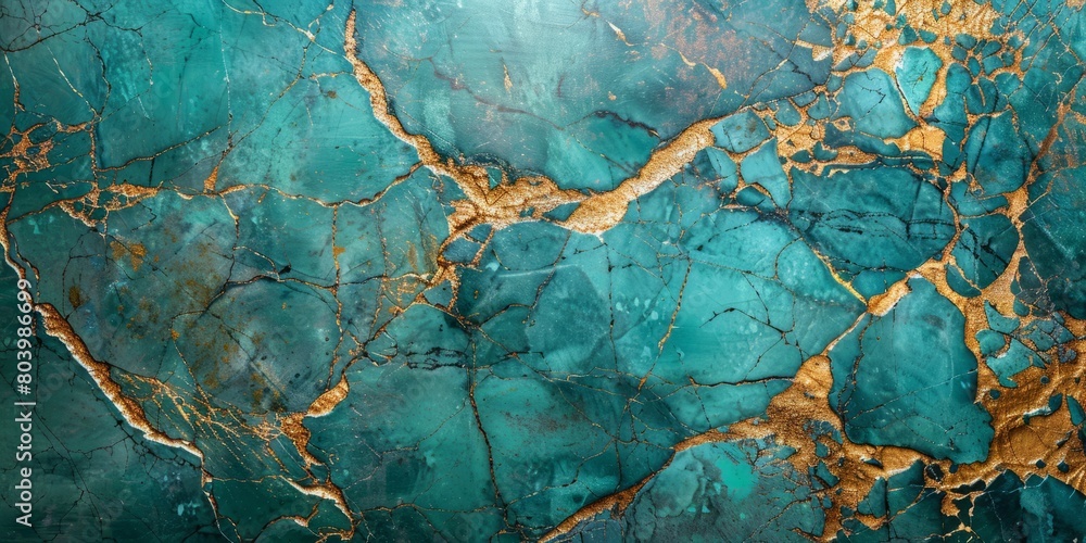 turquoise marble texture background with cracked gold details Stock ...